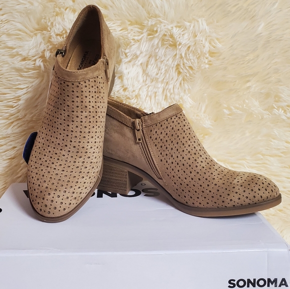 Sonoma | Shoes | Sonoma Womens Brown Laser Cut Design Ankle Boots ...